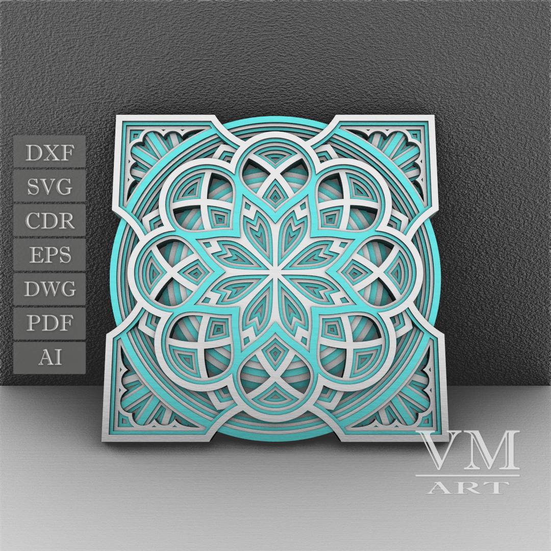 M04 - Layered Mandala SVG File, 3D Flower Mandala, Laser cut | Inspire ...