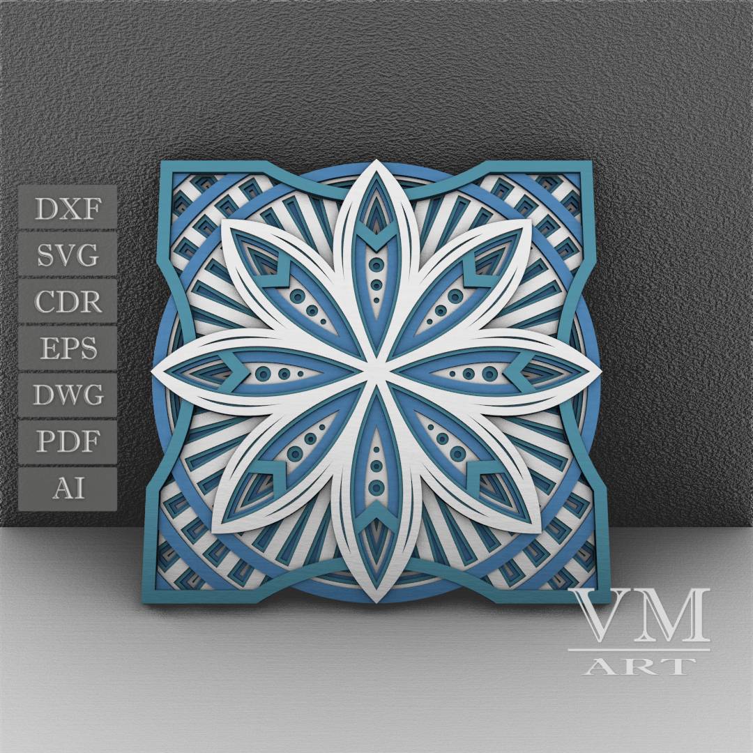 M06 - Layered Mandala SVG File, 3D Flower Mandala, Laser cut | Inspire ...