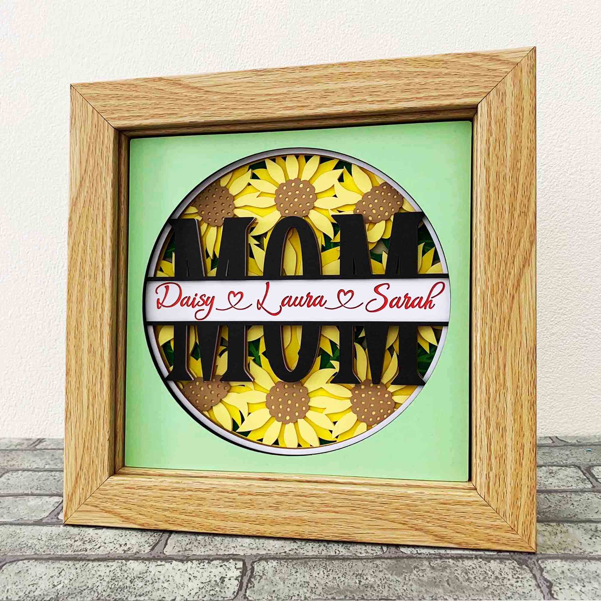 Mom Split Monogram 3D Shadow Box SVG/ Mom Sunflower 3D Cards | Inspire ...
