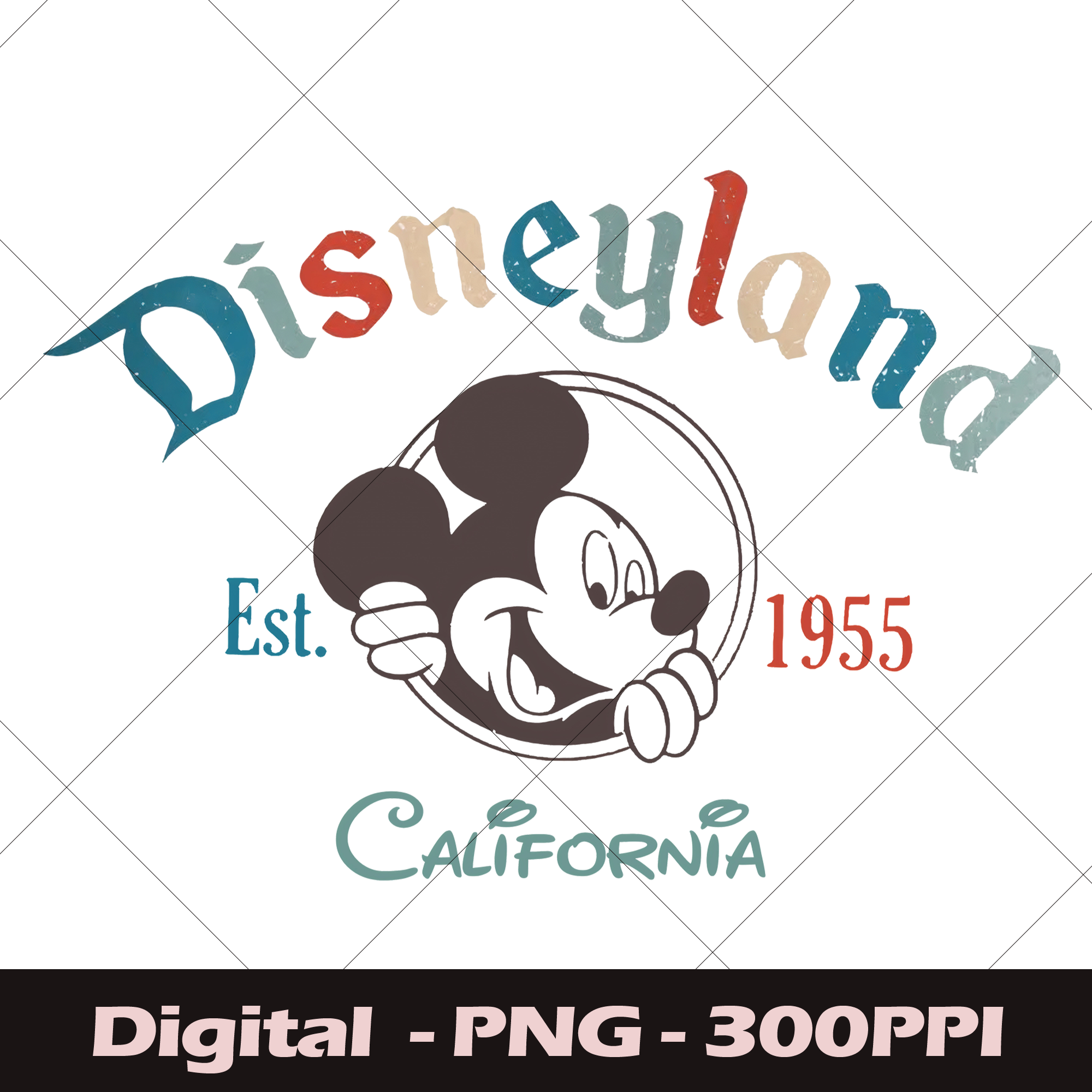 Vintage Disneyland Florida 1955 PNG, Retro Mickey And Friend | Inspire ...
