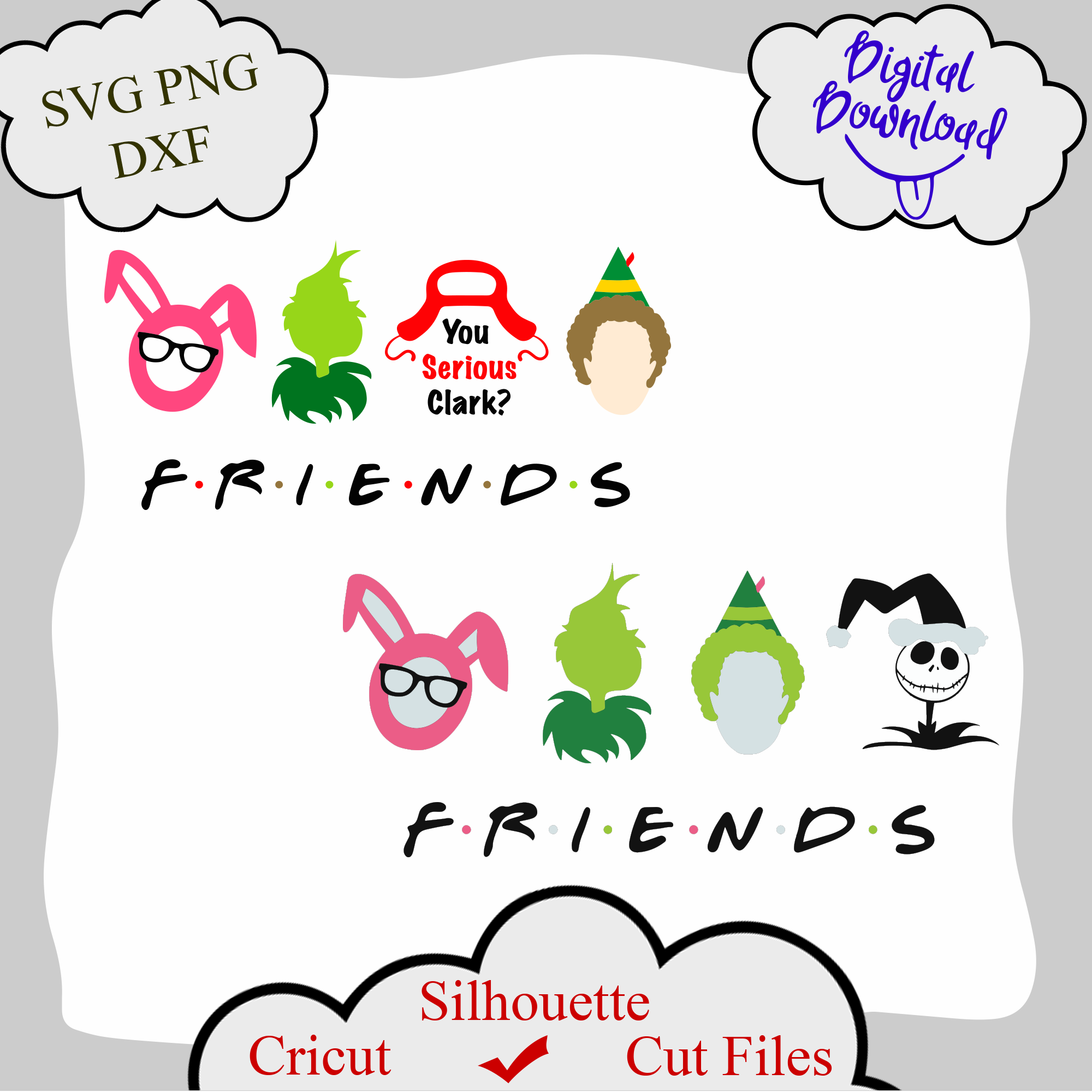 Bundle 2 files Christmas Friends SVG, Christmas Movie Charac - Inspire ...
