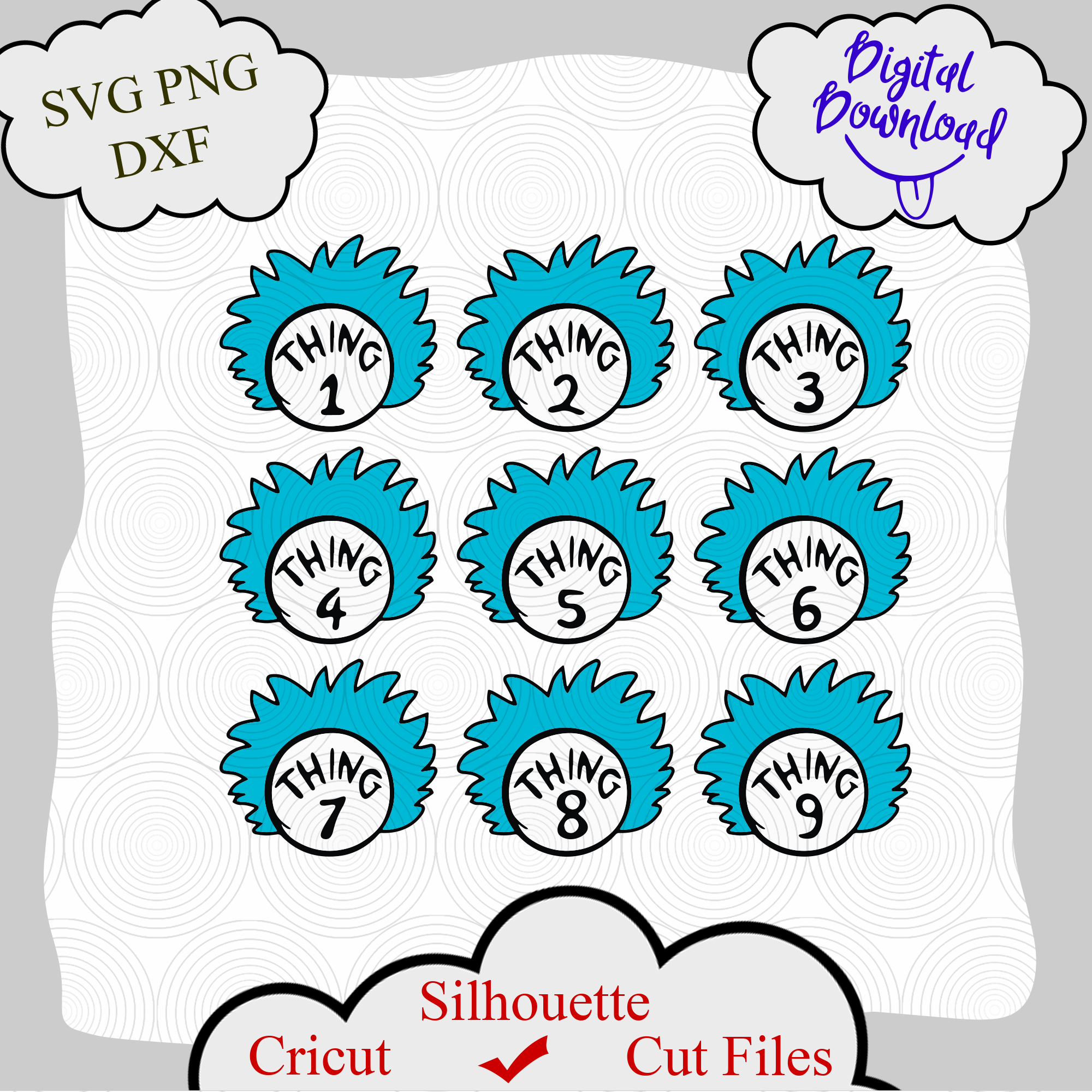 Thing 1, Thing 2, Thing 3, Thing SVG, Thing Clipart, Thing C - Inspire ...