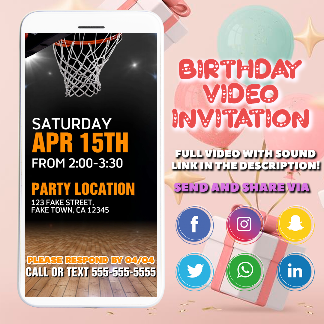 Basketball Birthday Party Video Invitation nba video invite, - Inspire ...