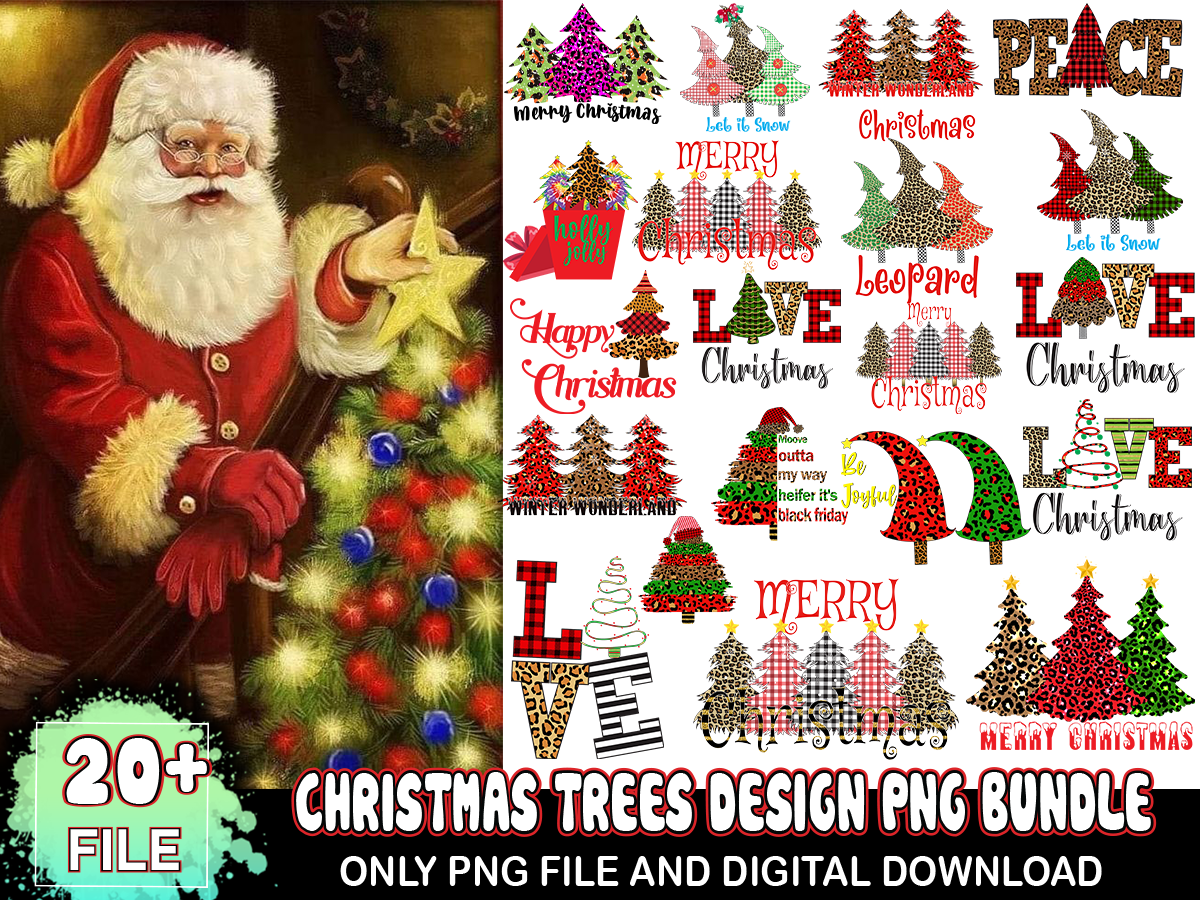 20 Files Christmas Trees PNG Bundle, Christmas Png, Xmas Png | Inspire ...