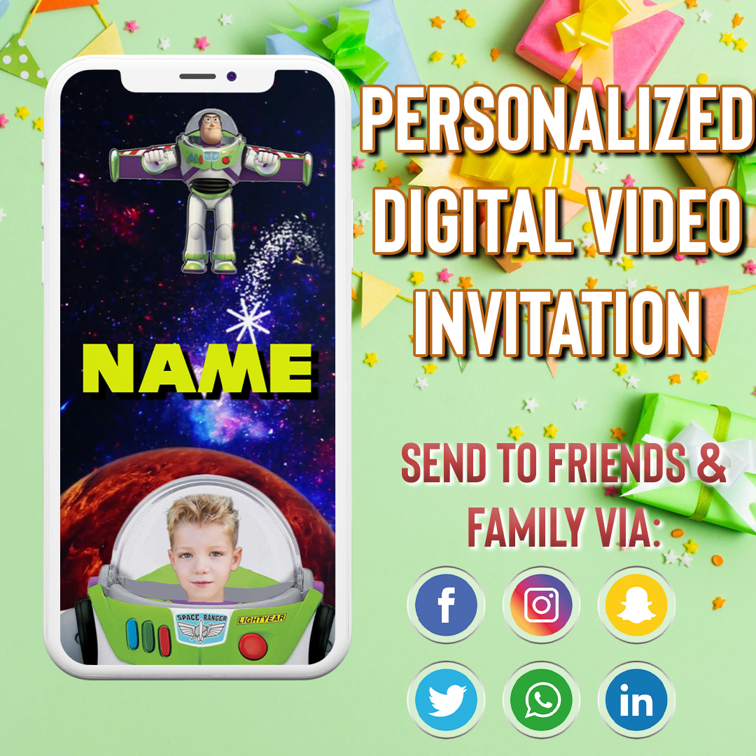 Buzz Lightyear Animated Video Invitation for Birthday Party, | Inspire ...