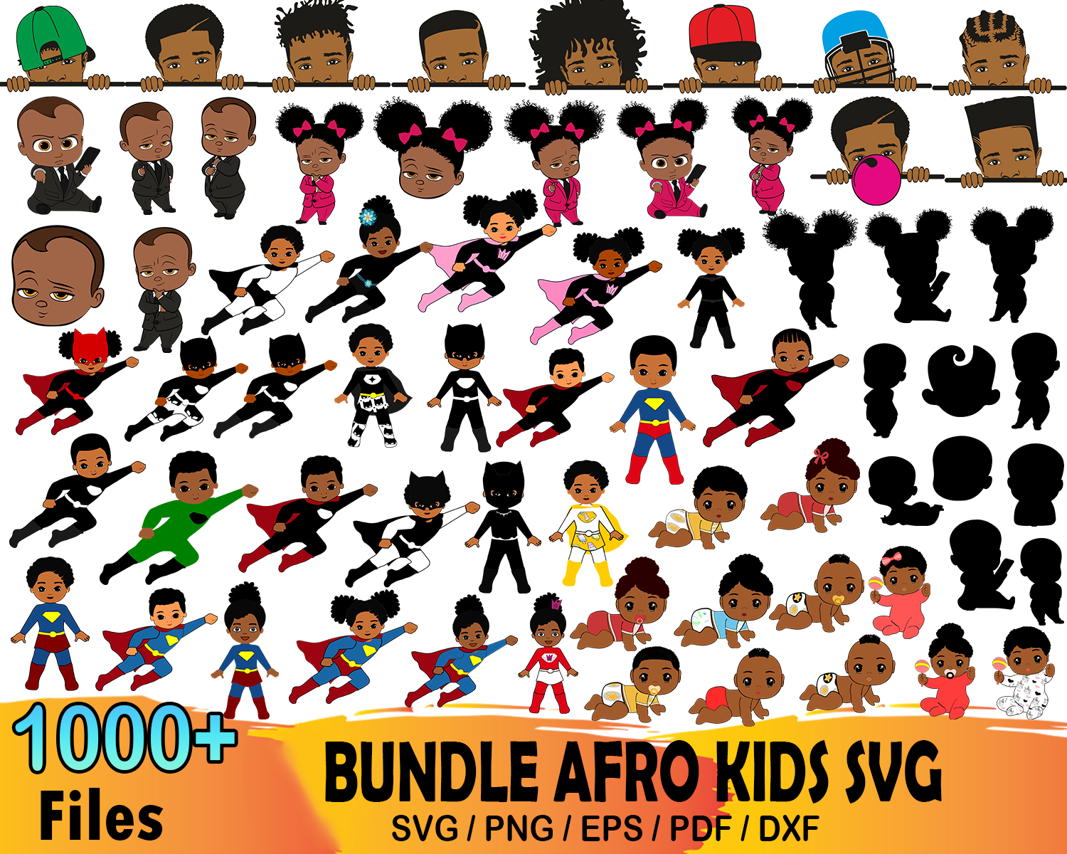 1000 Bundle Afro Kids Svg, Black Girl Svg, Black Kid Svg | Inspire Uplift