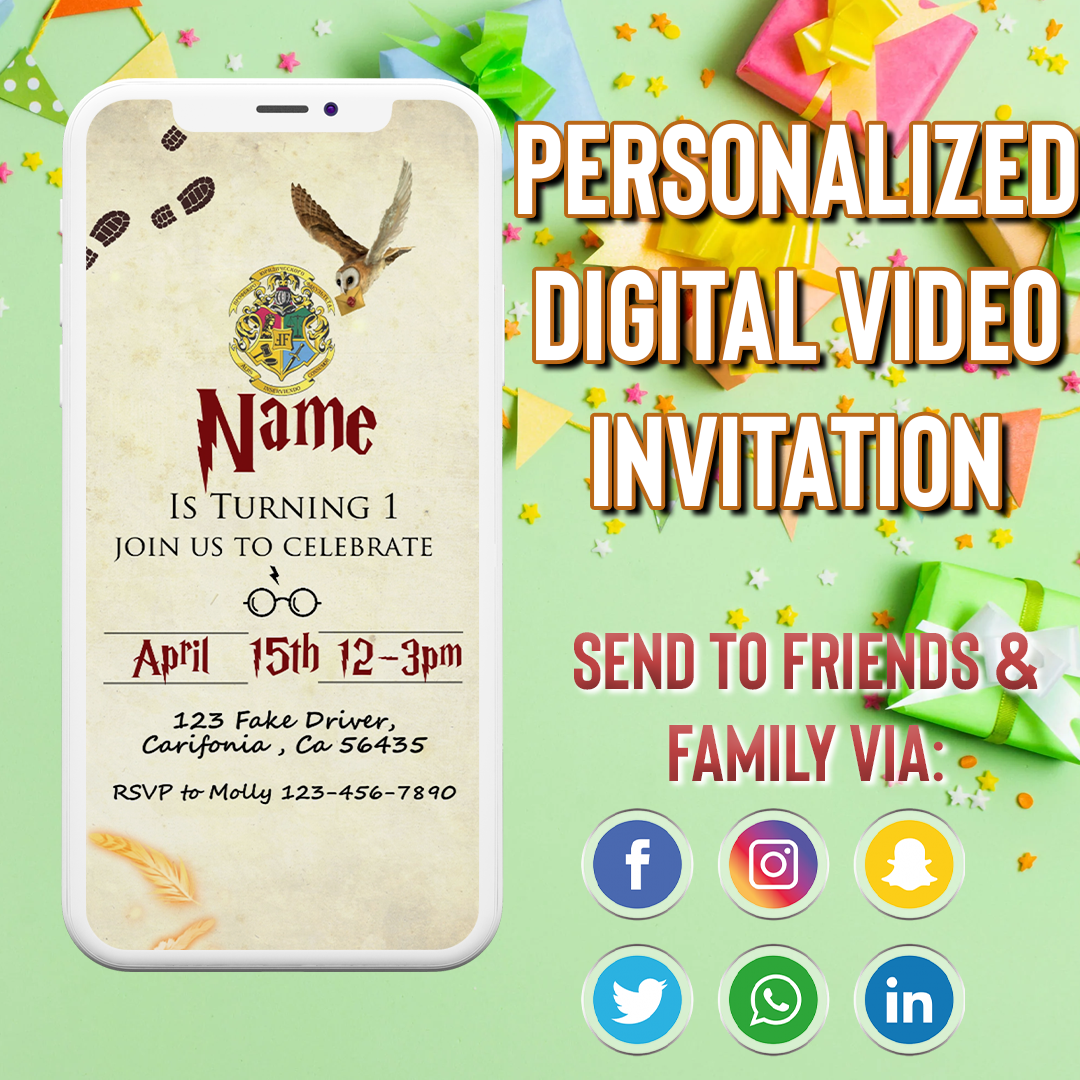 Wizard Birthday Video Invitation, Wizard Party Invitation, W - Inspire ...
