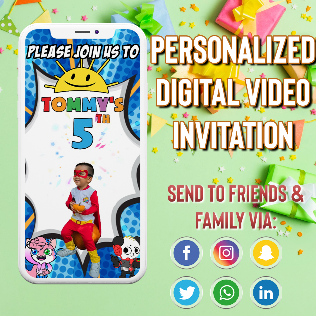 Ryan's World Video Invitation, Personalized Animated Invitat | Inspire ...