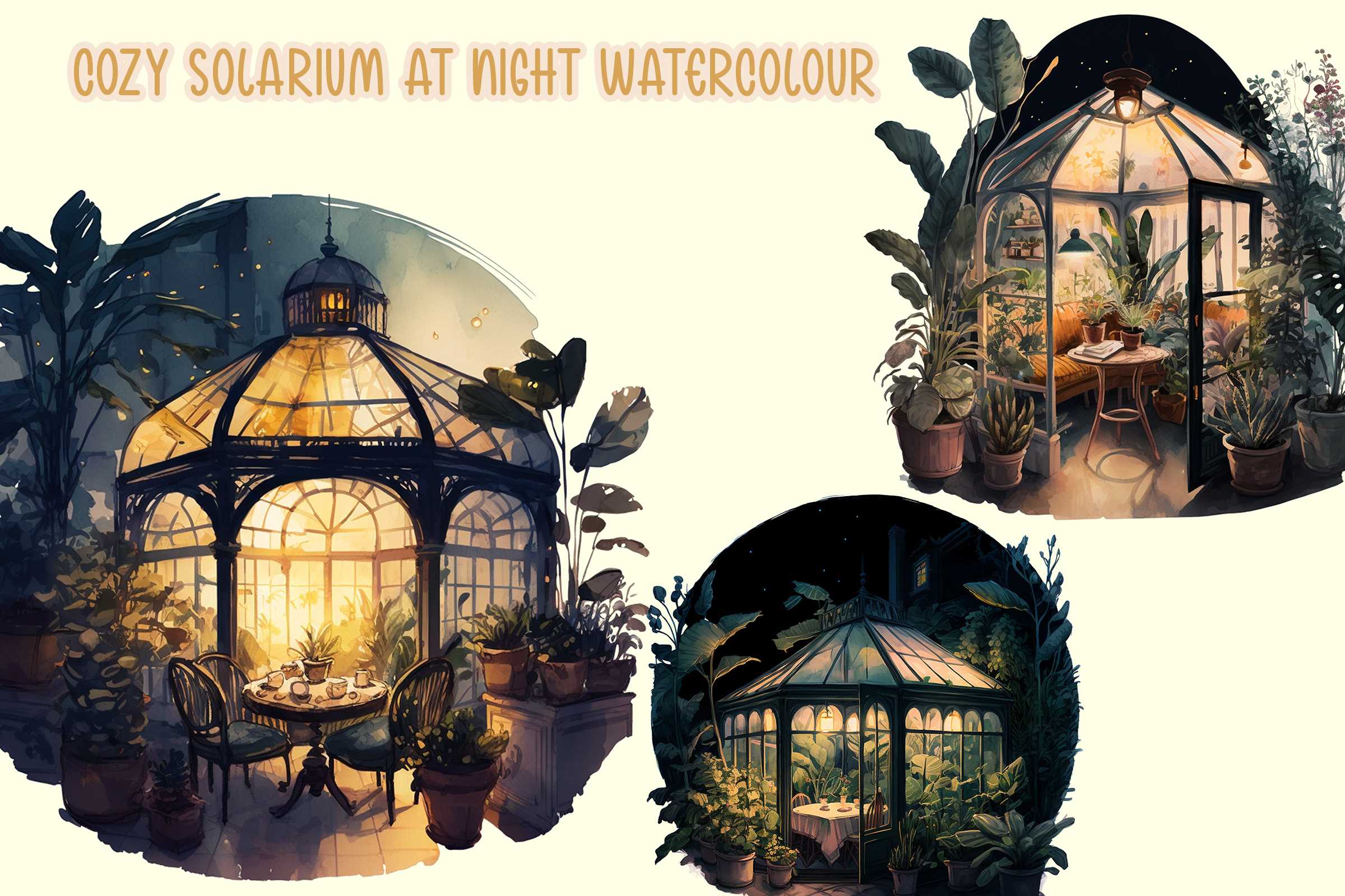Cozy Solarium At Night Watercolor | Inspire Uplift