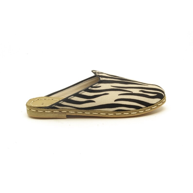 Women's zebra print fur leather slippers | Inspire Uplift