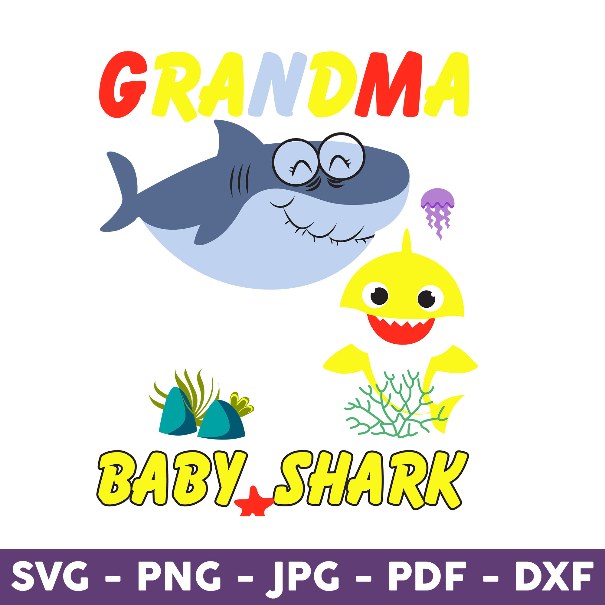 Grandma Shark Svg, Mommy Shark Svg, Baby Shark Svg, Mommy Sv | Inspire ...