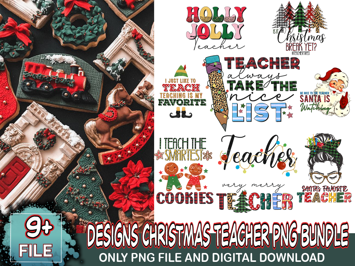 9 Designs Christmas Teacher Png Bundle, Christmas Png, Teach | Inspire ...