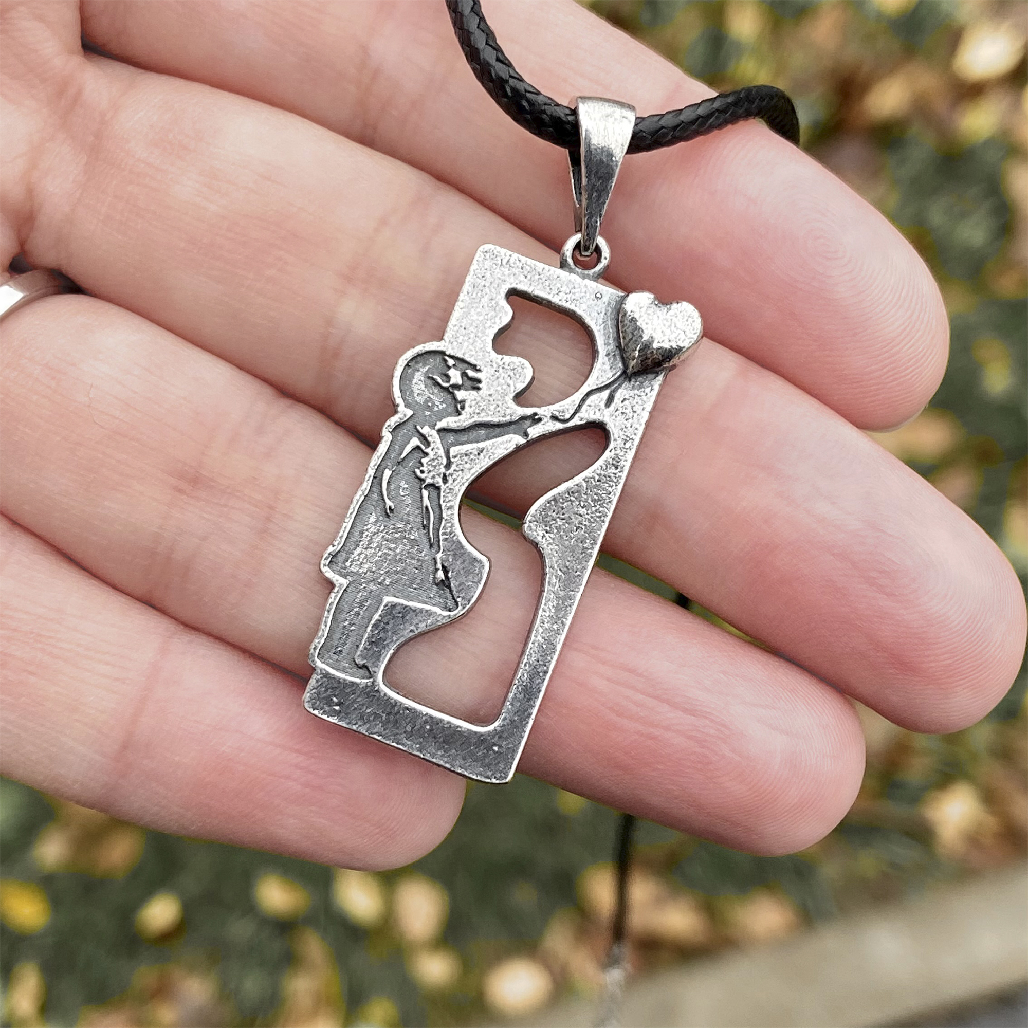 Girl with a balloon (Banksy) pendant, Sterling Silver, Made - Inspire ...