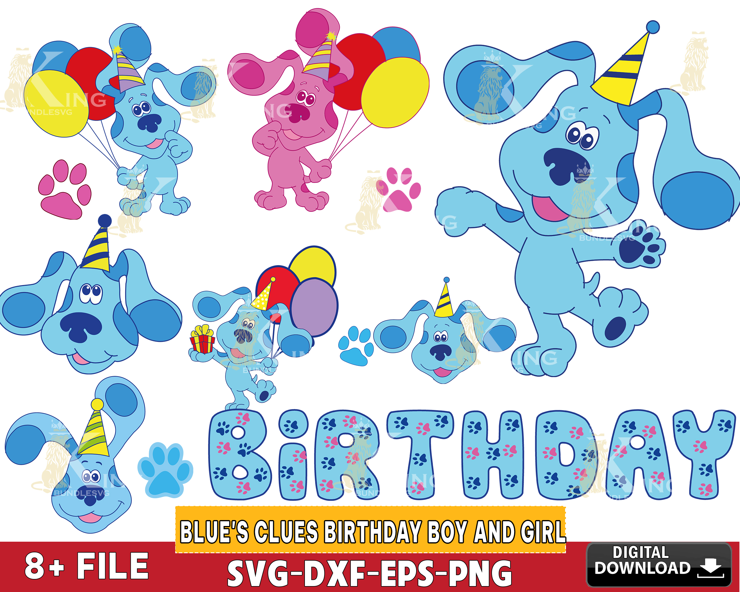 blue's clues Birthday Boy And Girl bundle SVG EPS PNG DXF , | Inspire ...