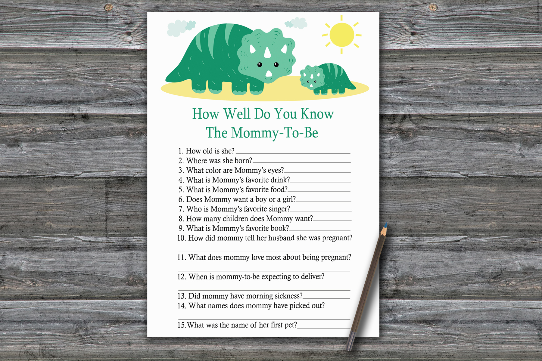 Dinosaur themed How well do you know baby shower game card,D - Inspire ...