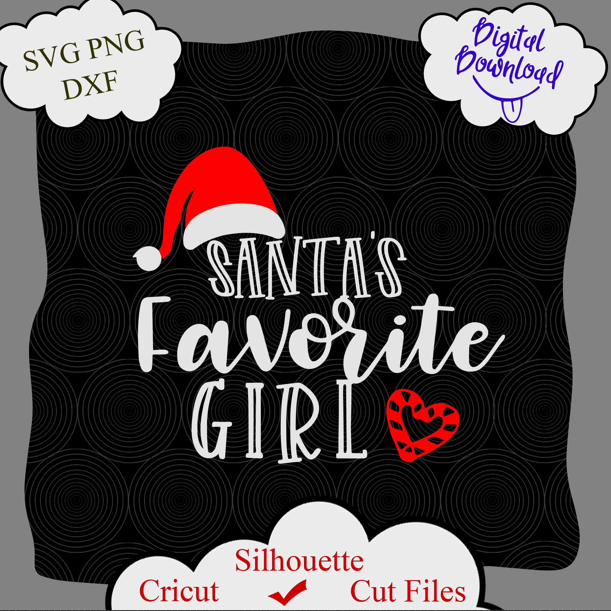 Santa favorite girl svg png dxf, christmas ornament svg, san - Inspire ...