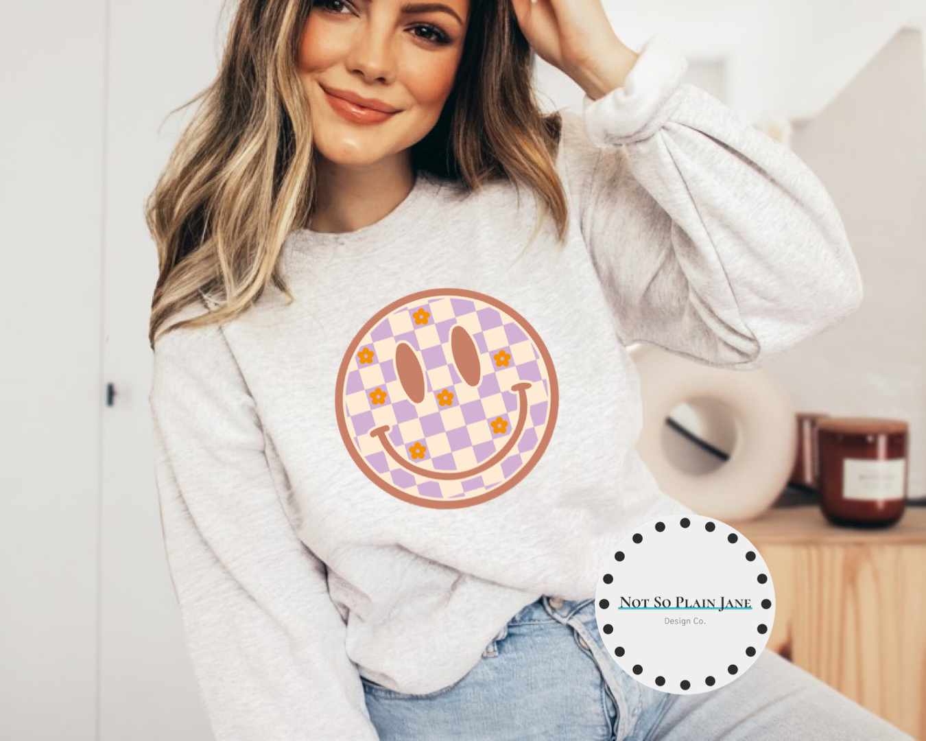 Lavender Smiley Face DTF Transfer | Inspire Uplift