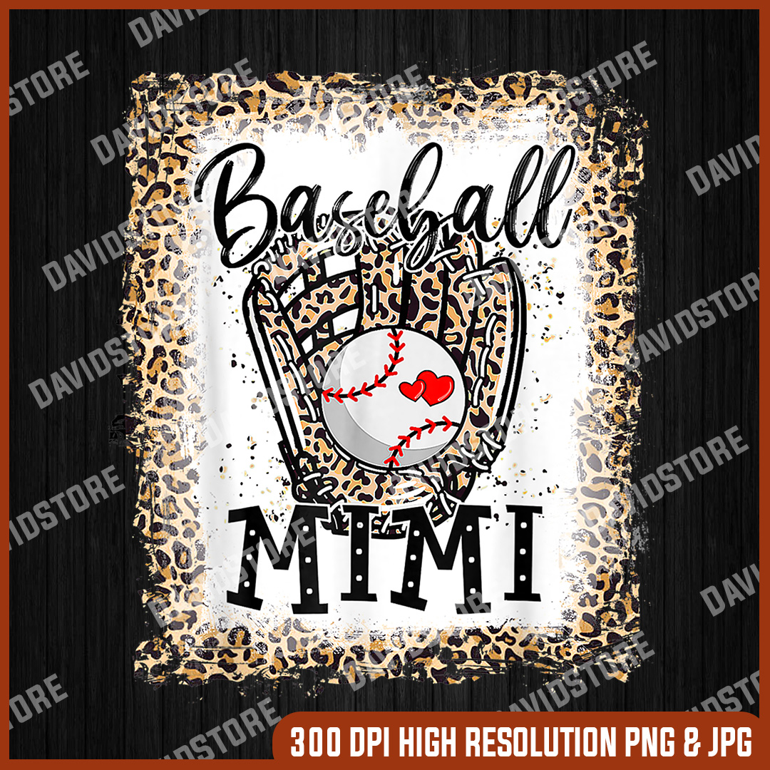Bleached Baseball Mimi Leopard Game Day Baseball Mothers day - Inspire ...