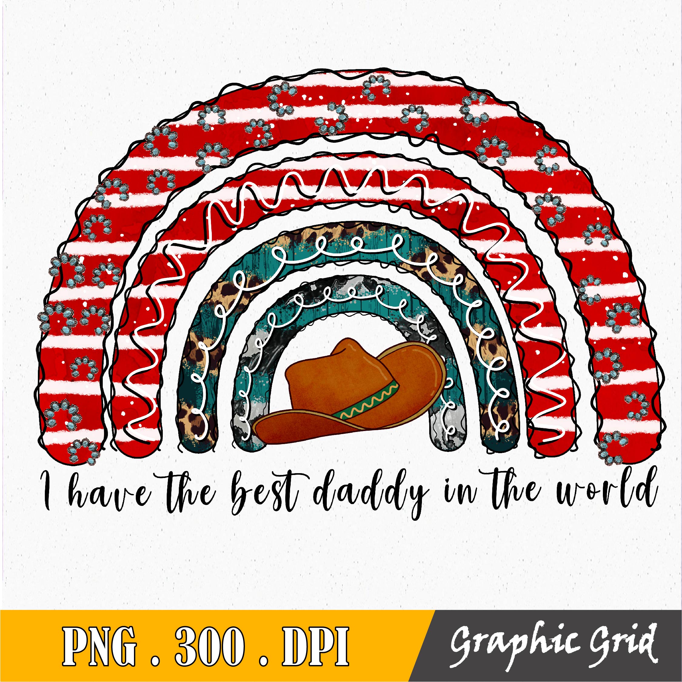 Daddy Rainbow Sublimation, Western Png | Inspire Uplift