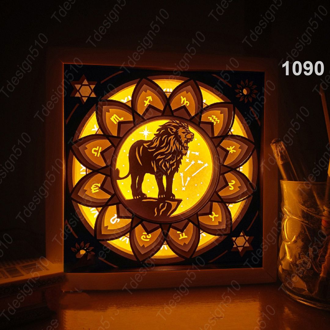 Zodiac Leo Paper cut light box template, shadow box, 3D pape | Inspire ...