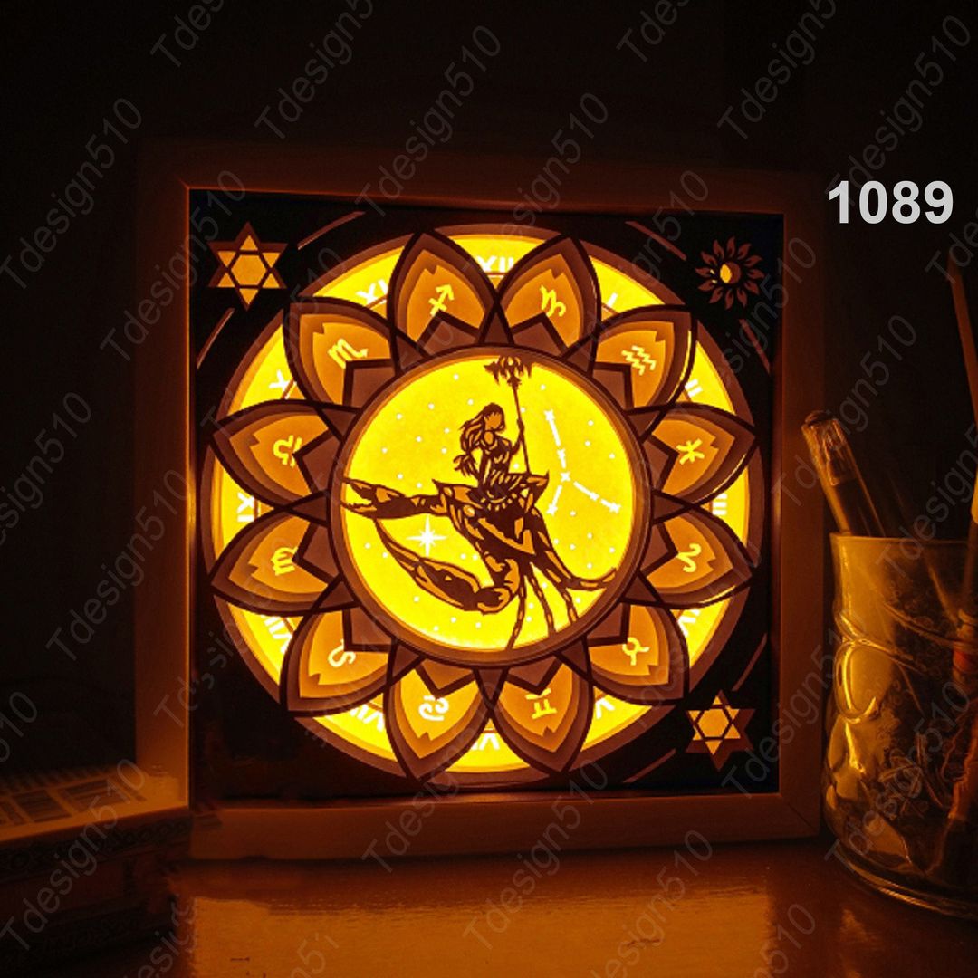 Zodiac Cancer Paper cut light box template, shadow box, 3D p | Inspire ...