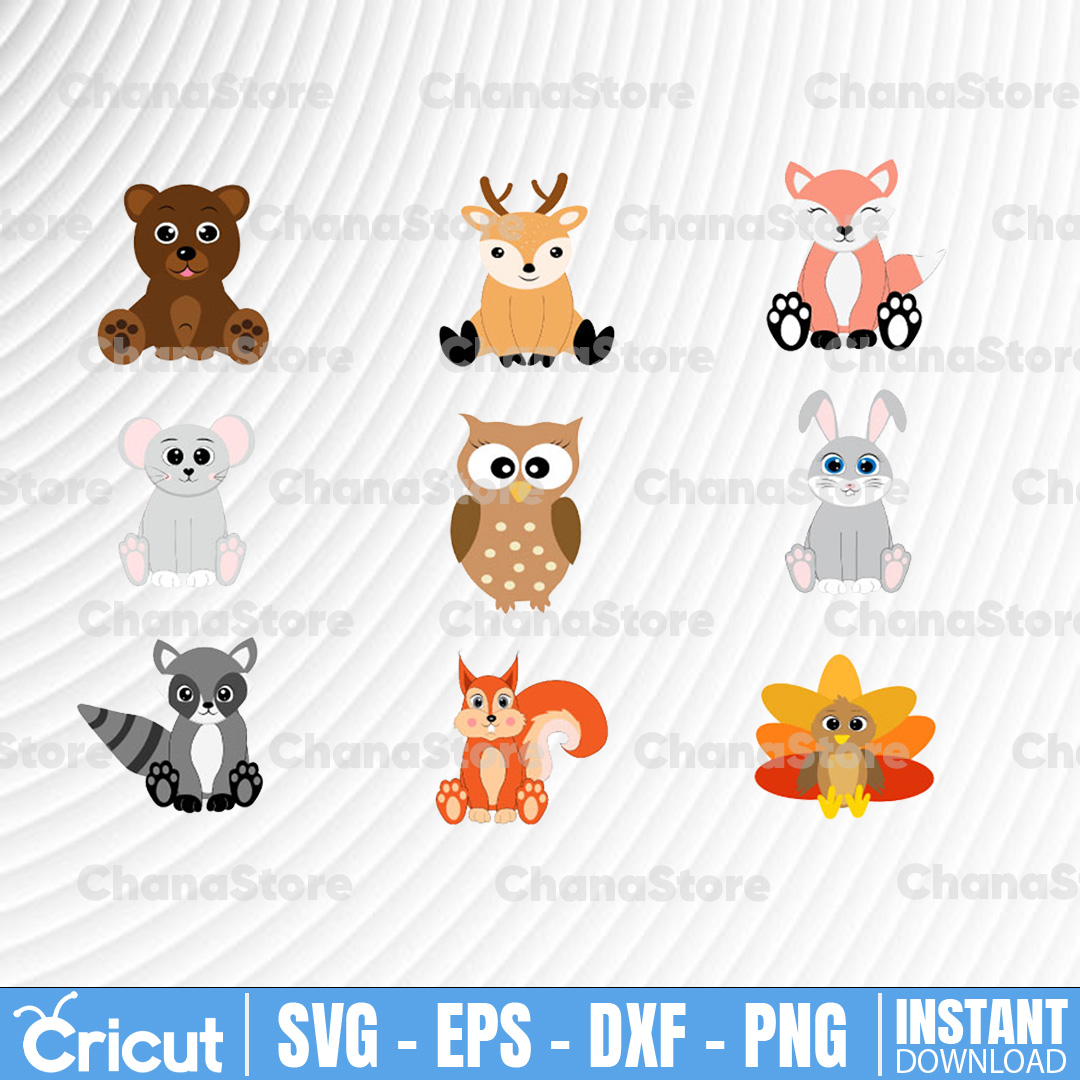 Baby Woodland Animal Cut Files, Woodland Nursery Decor, HTV - Inspire ...