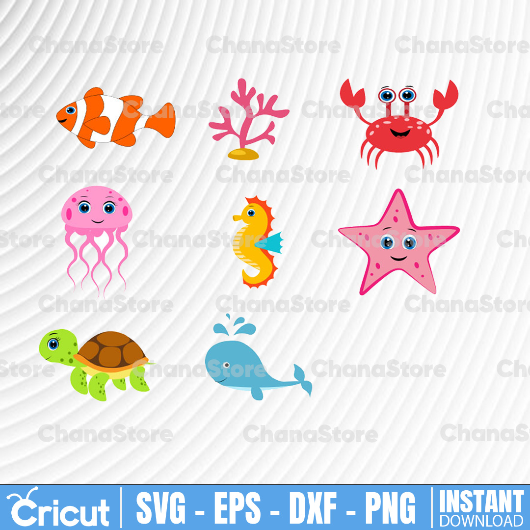 Sea Animal Cut Files, Sea Animal SVG, Sea Animal Clip Art, C - Inspire ...