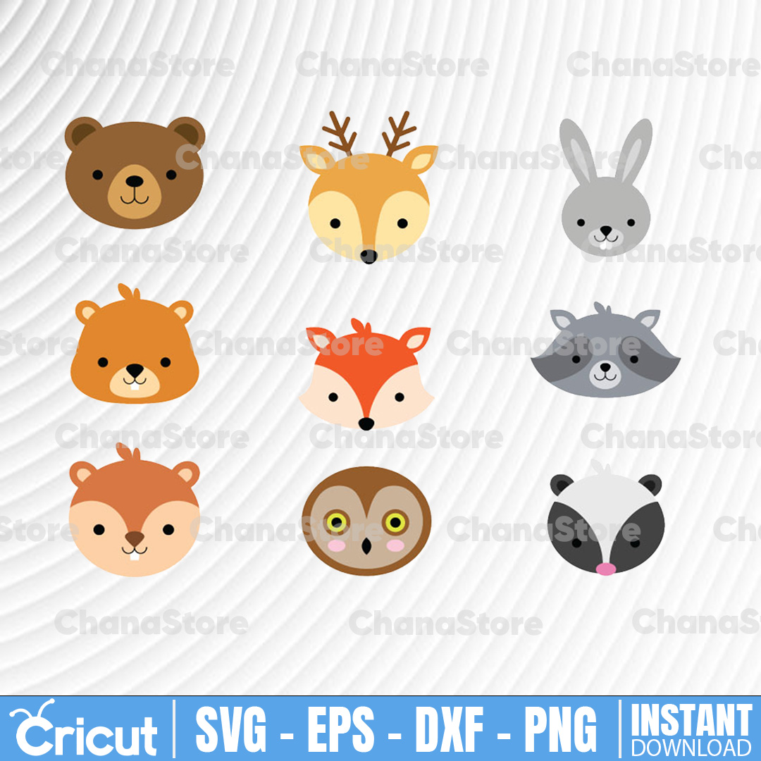Woodland Animal Faces PngPhoto Booth Masks Baby ShowerOnly | Inspire Uplift