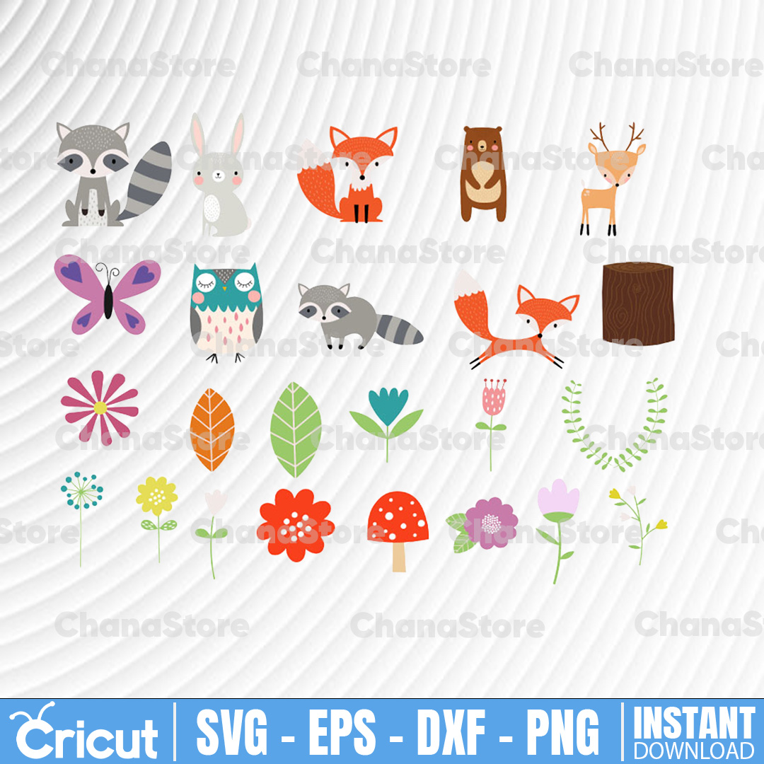 Watercolor Woodland Animals Clipart, Bear, Fox, Bunny Rabbit | Inspire ...