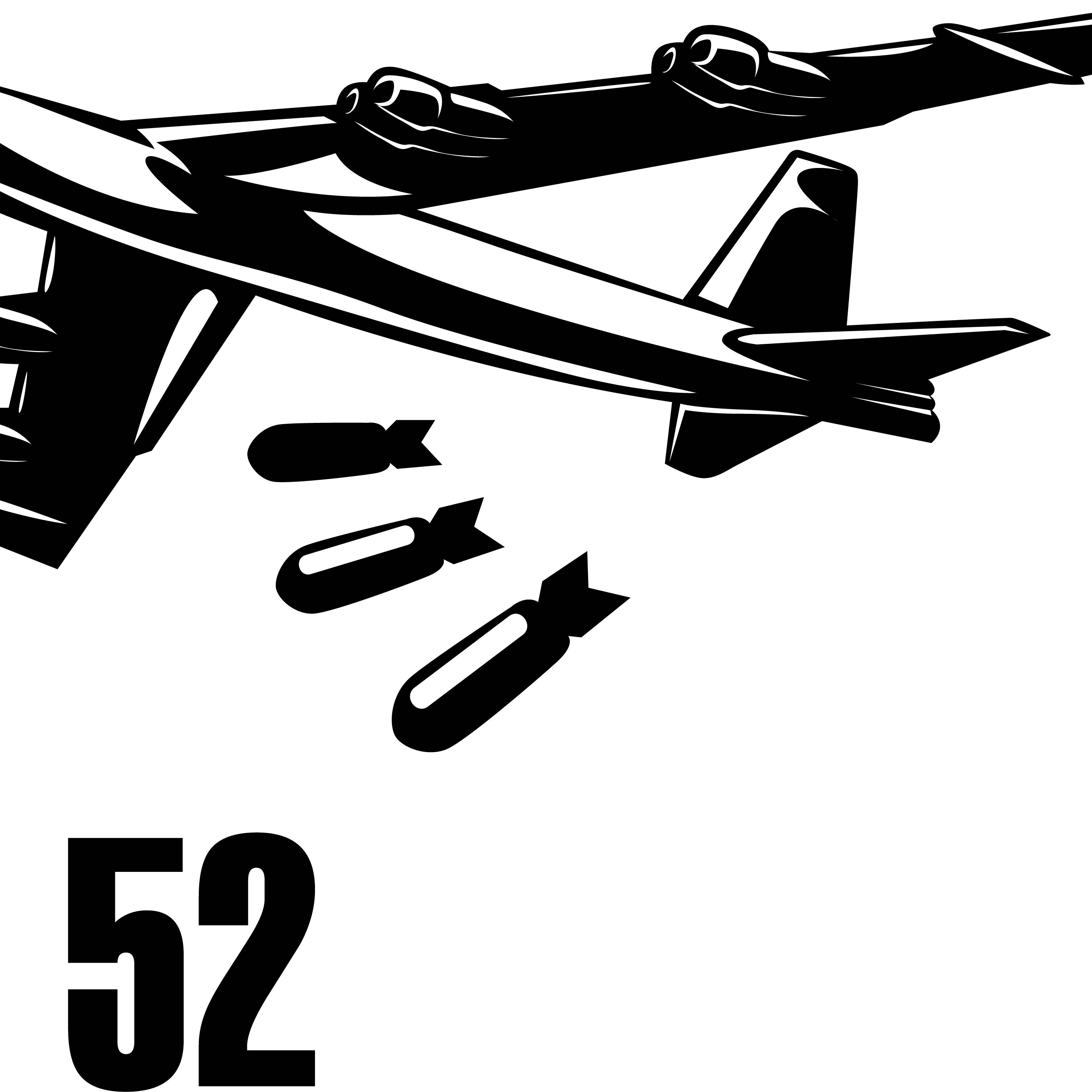 B 52 bomber flat vector si Black white vector outline or lin | Inspire ...