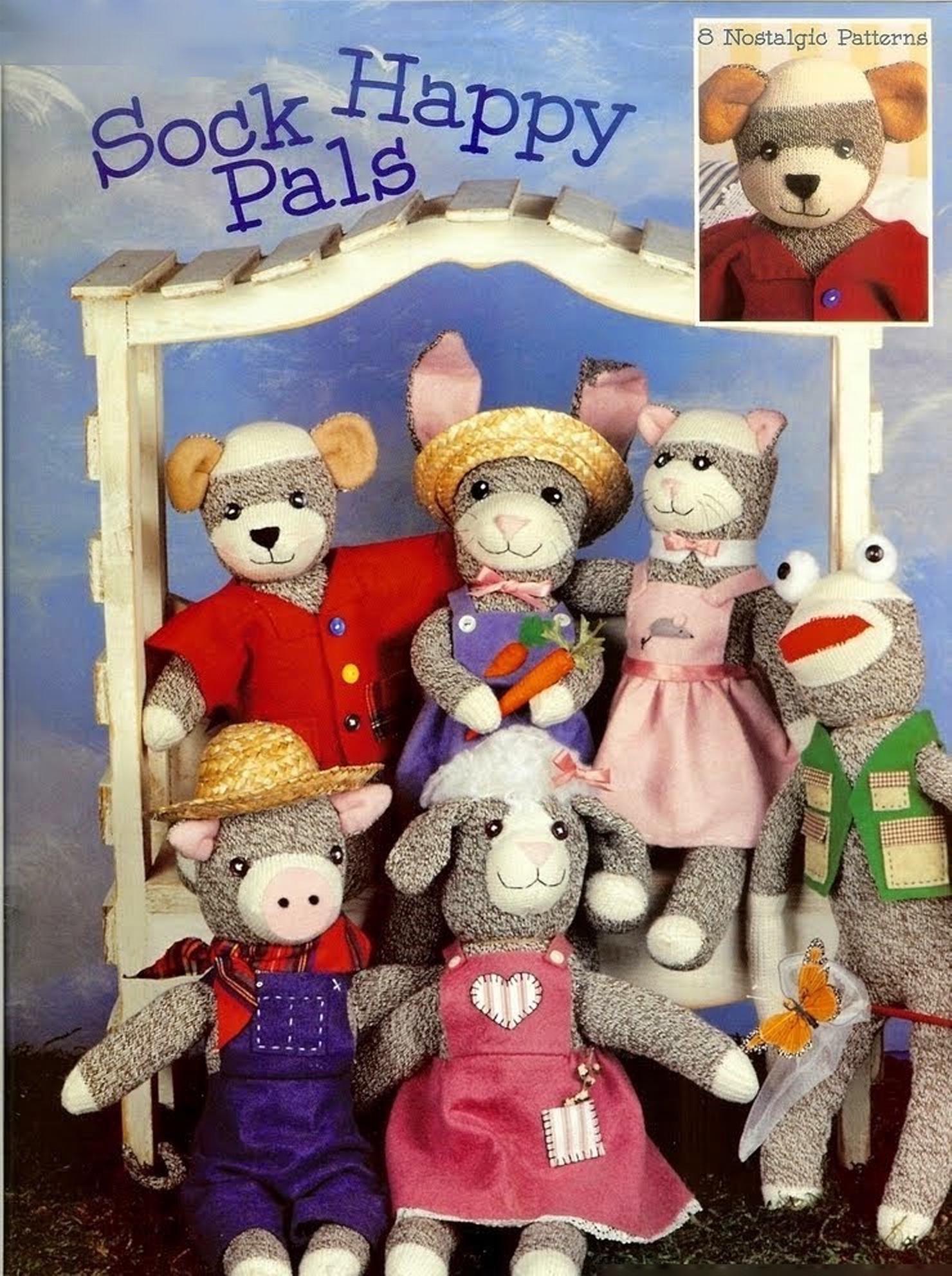 Sock Happy Pals Sewing pattern - Cat, Bunny, Horse, Frog, Co | Inspire ...