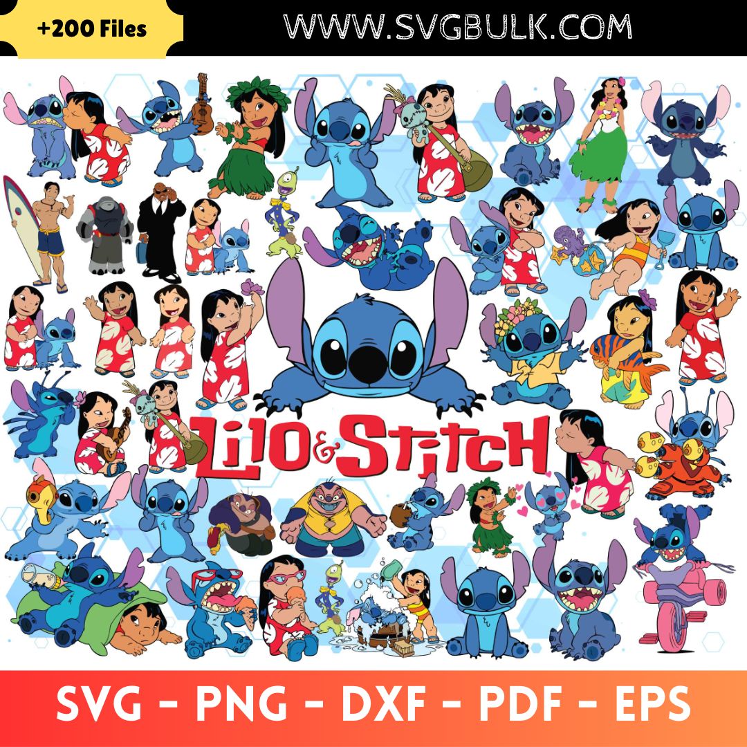 Lilo & Stitch clipart bundle, svg cut files for Cricut / Sil | Inspire ...