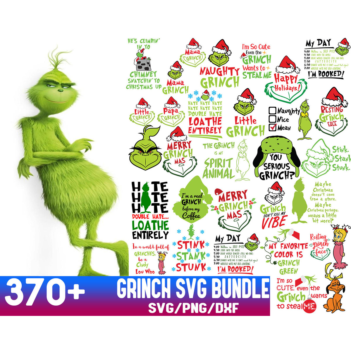 370 Files The Grinch Svg Bundle, Grinch Hand Svg, Grinch Fac | Inspire ...
