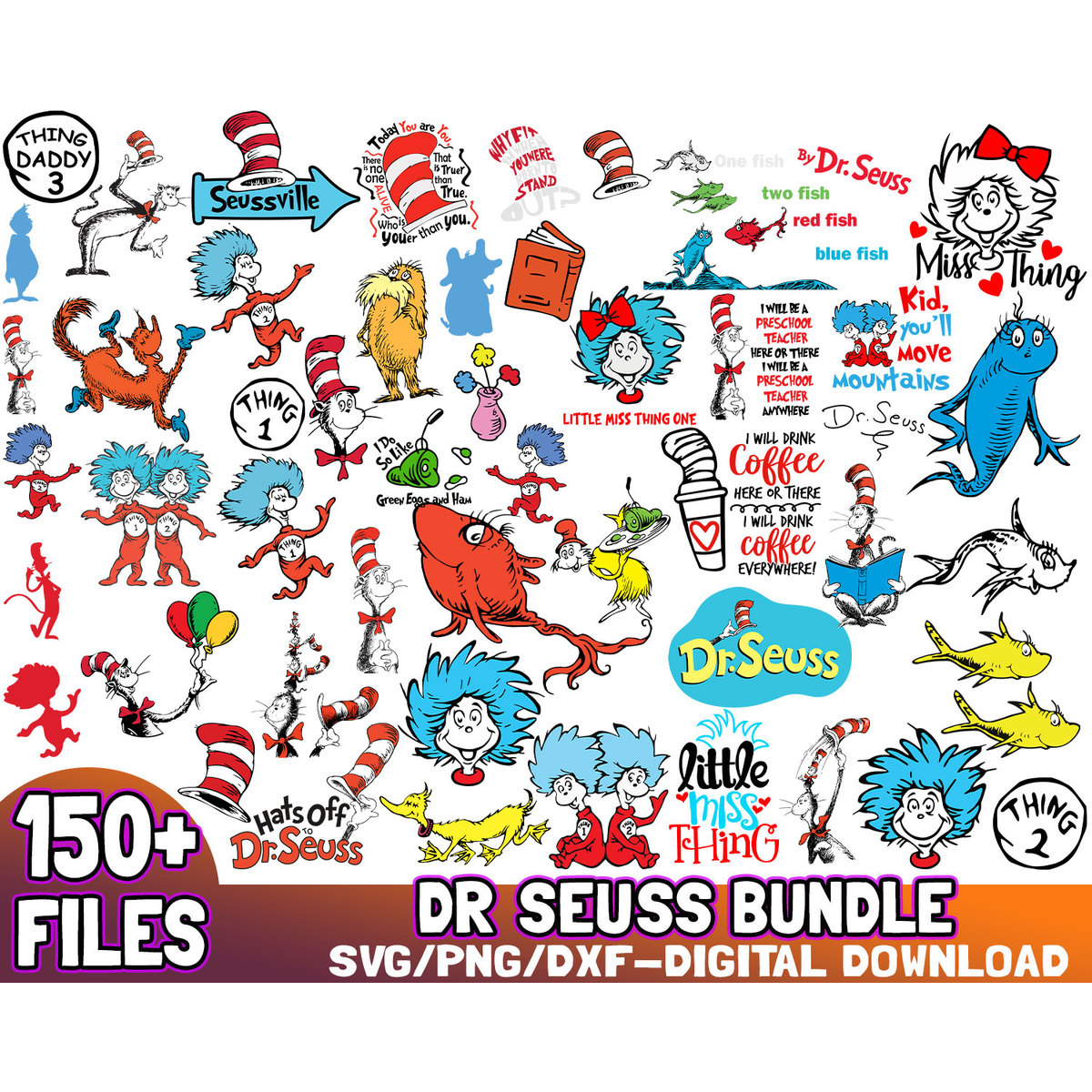 150 Files Dr Seuss Bundle SVG | Inspire Uplift