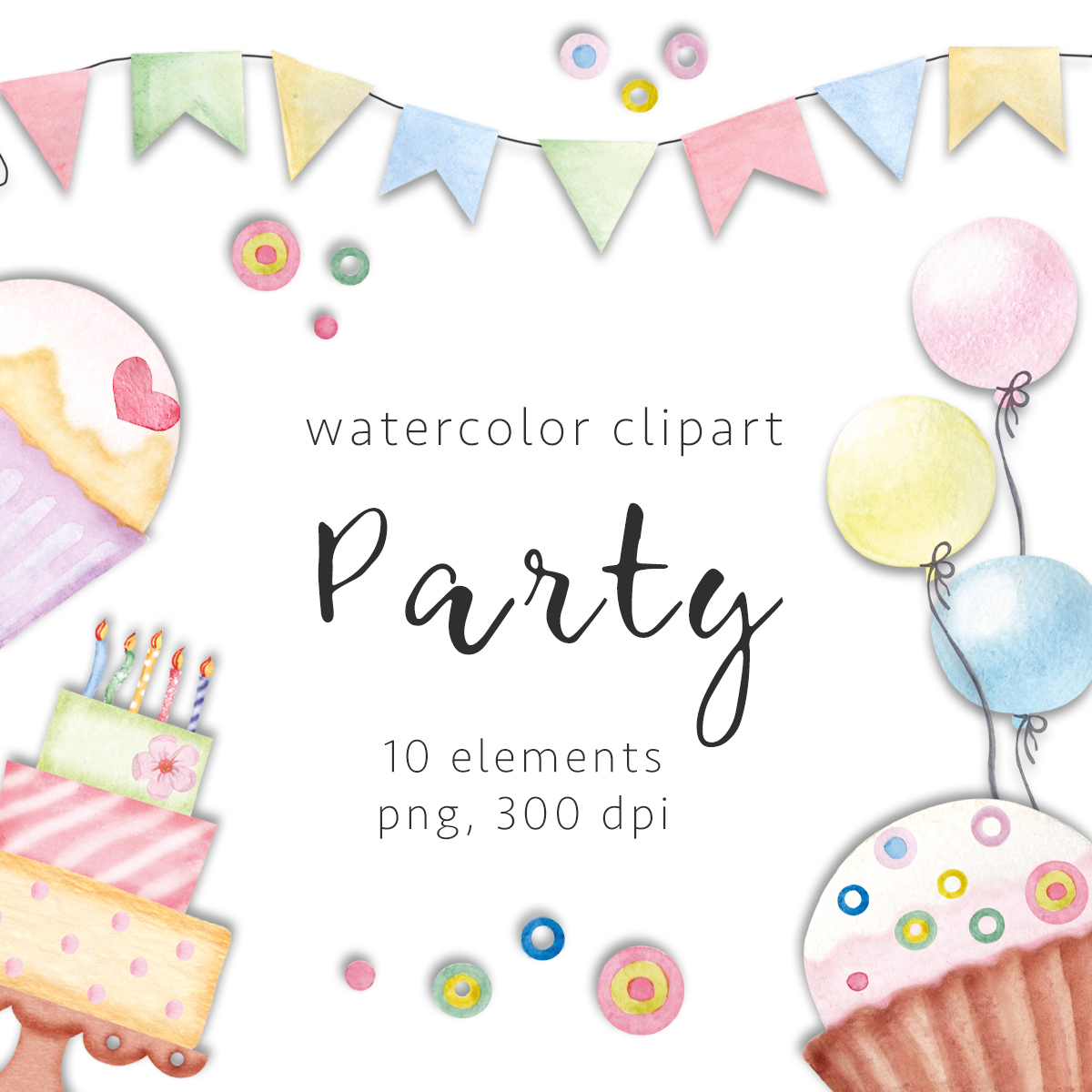 Party clipart Watercolor clipart, PNG - Inspire Uplift