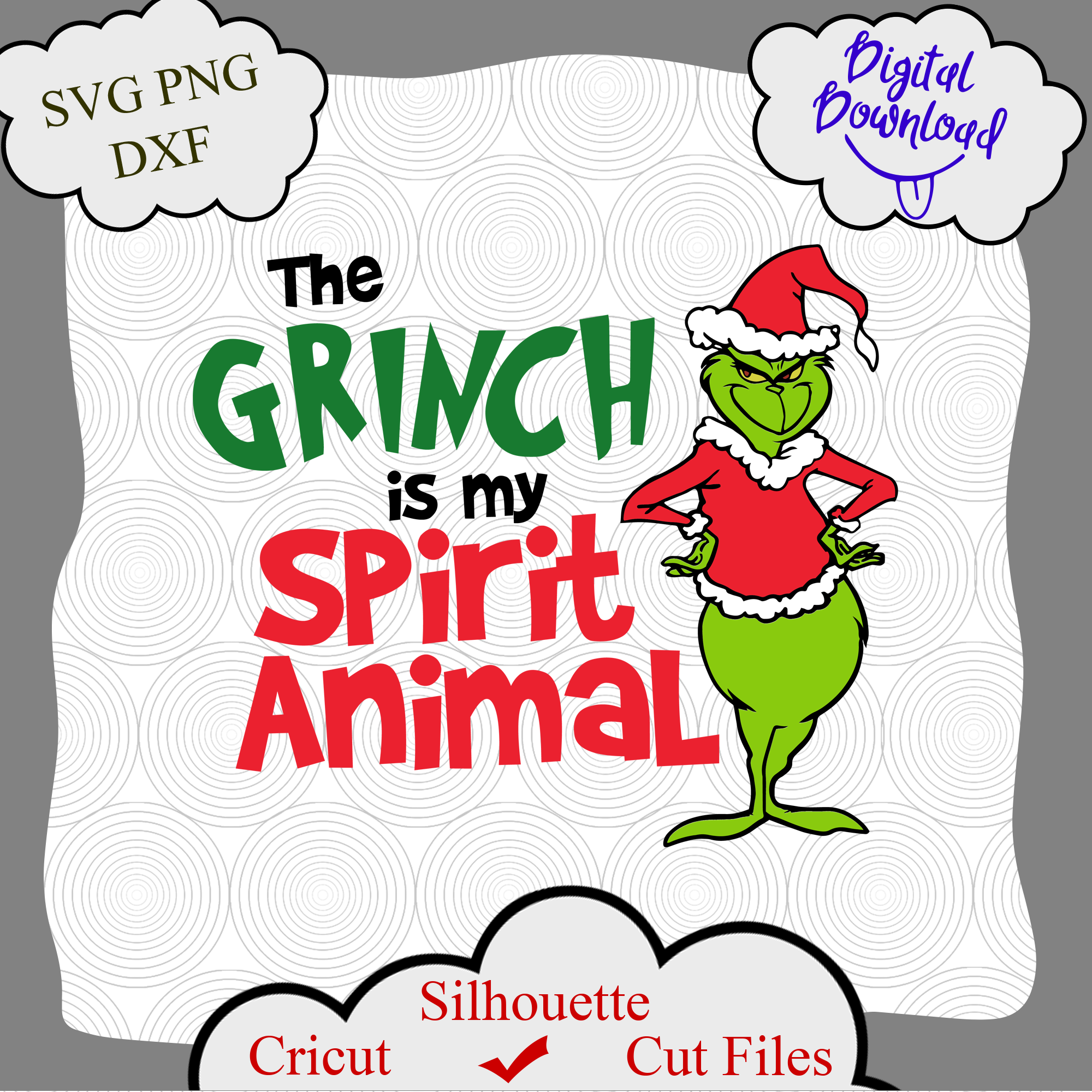 Grinch Is my Spirit Animal digital file, Grinch face svg, ye - Inspire ...