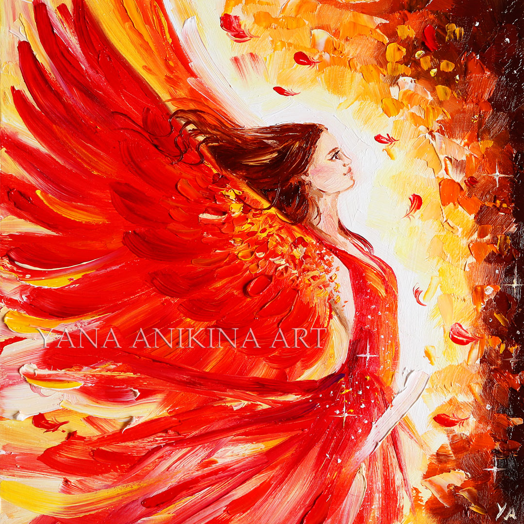 Phoenix Goddess Oil Painting Woman Phoenix Art Original Phoe - Inspire ...