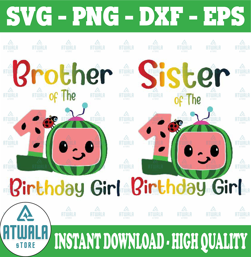 Cocomelon Brother and Sister Of Birthday Girl svg, Coco Melo - Inspire ...