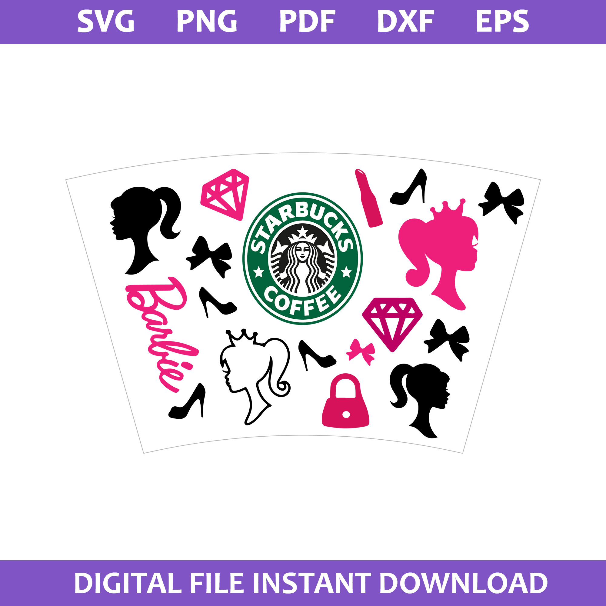 Barbie Coffee Wrap Svg, Starbucks Coffee Logo Svg, Starbucks - Inspire ...