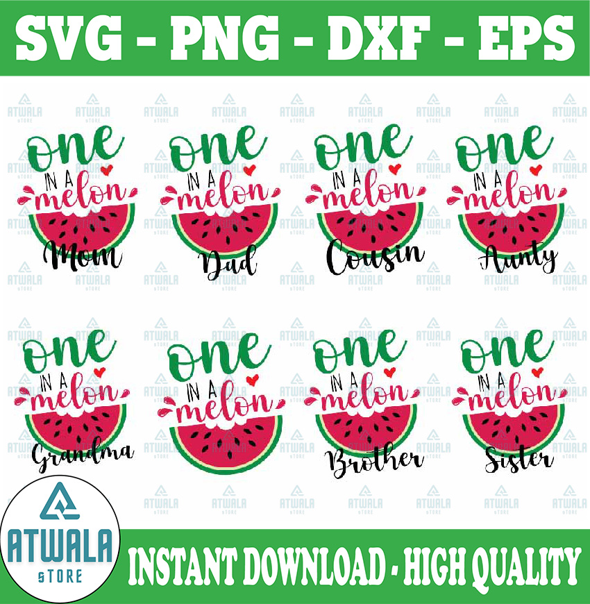 One In a Melon SVG, One In a Melon Family Svg Bundle, Waterm | Inspire ...