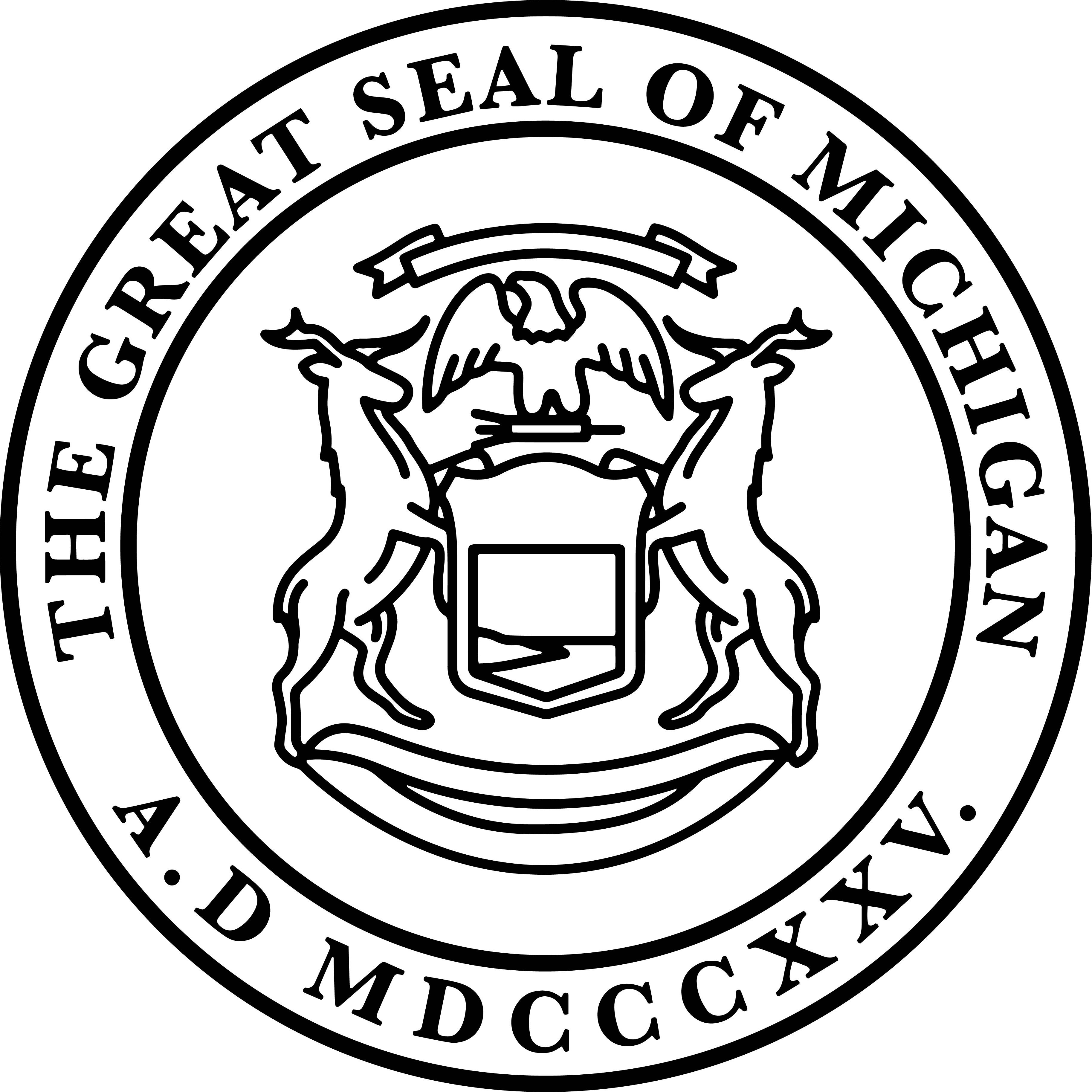 THE GREAT SEAL OF THE STATE OF MICHIGANBlack white vector ou - Inspire ...