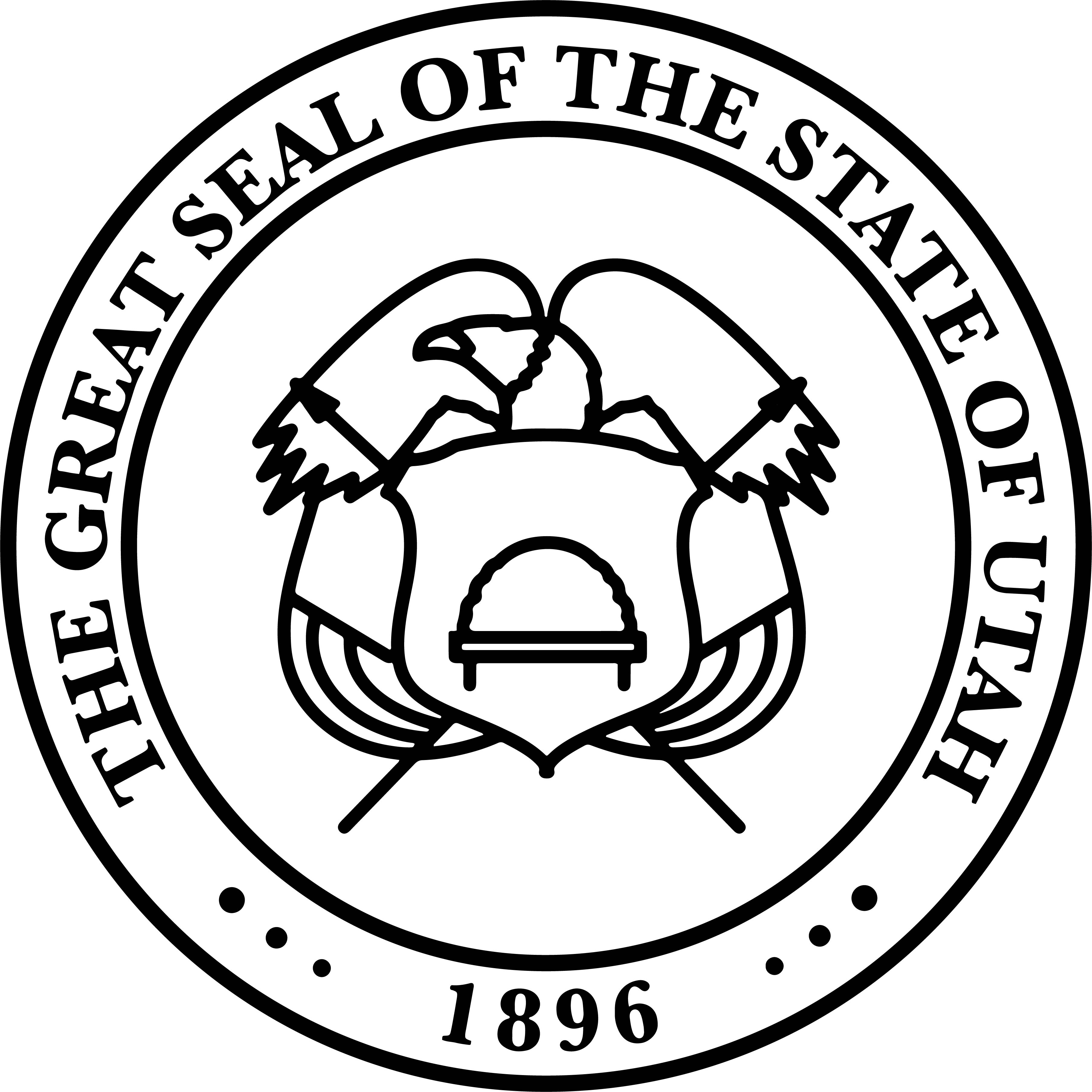 THE GREAT SEAL OF THE STATE OF UTAH Black white vector outli - Inspire ...