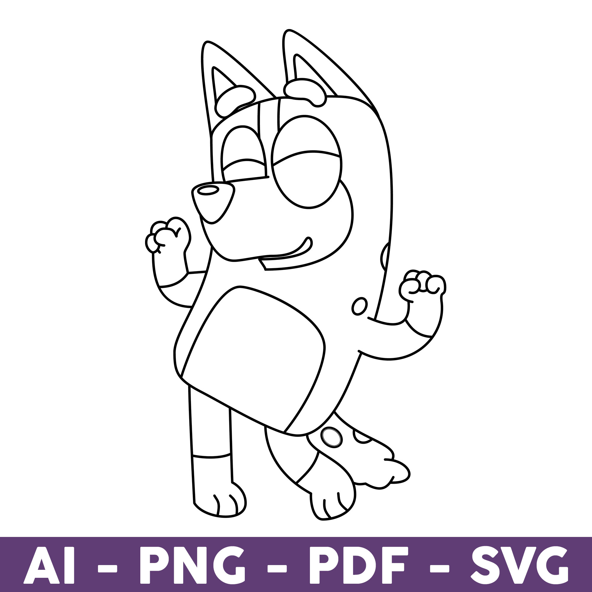 Bingo Outline Svg, Bluey And Bingo Svg, Bluey Svg, Bluey Dog | Inspire ...