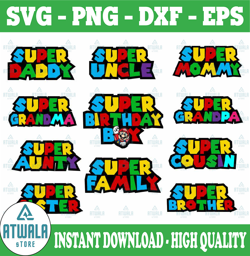 Super Family Bundle Svg Png, Super Brother, Super Dad, Super | Inspire ...