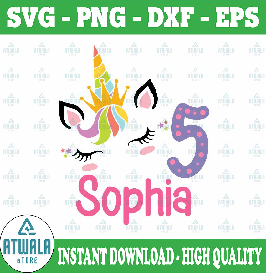 Personalized Custom Unicorn Svg, Birthday Name and Age Numbe - Inspire ...