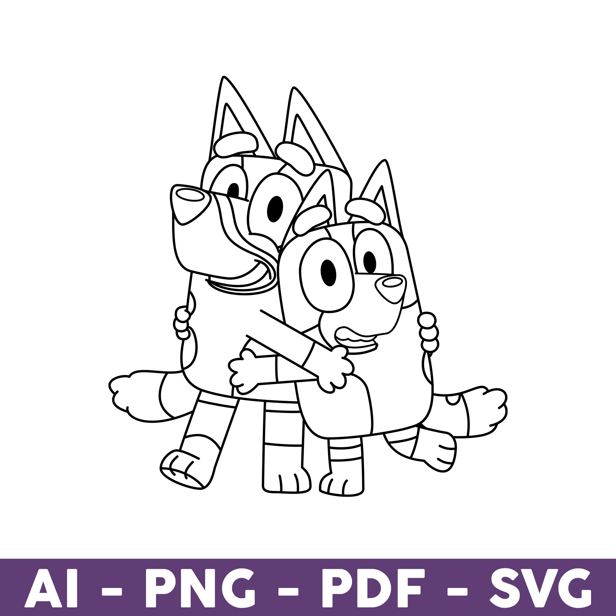 Bluey And Bingo Outline Svg, Bluey Svg, Bingo Svg, Dog Svg, | Inspire ...