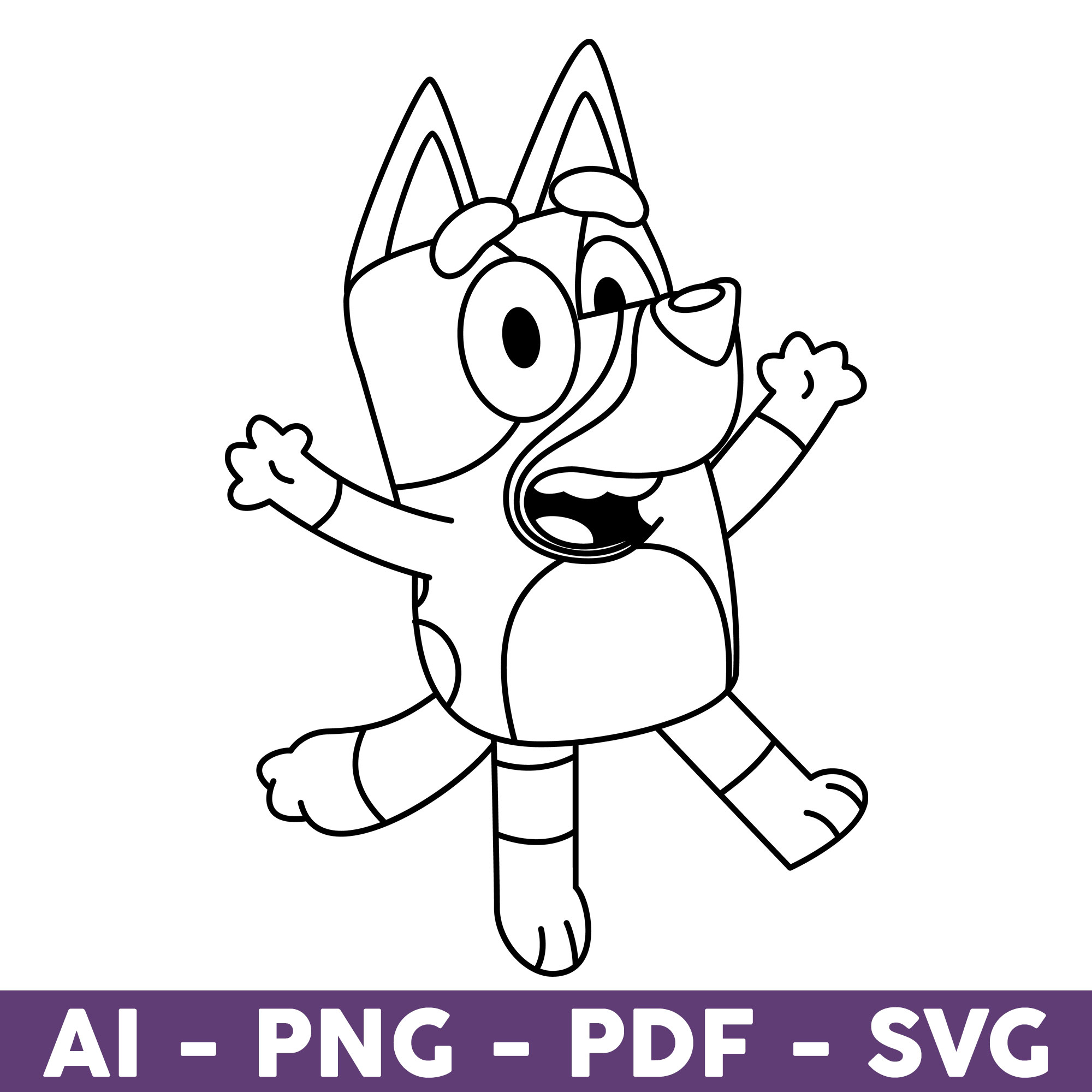 Bluey Outline Svg, Bluey Svg, Bingo Svg, Dog Svg, Bluey Dog | Inspire ...