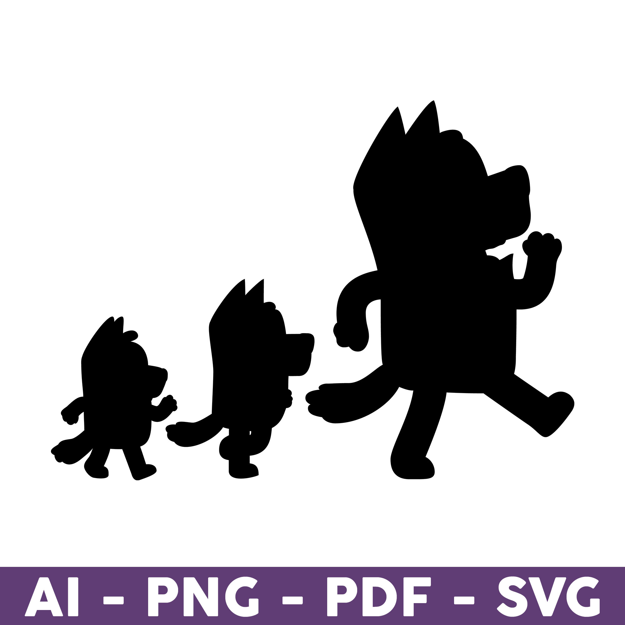 Bluey Family Silhouette Svg, Dog Family Svg, Bluey Svg, Dog | Inspire ...