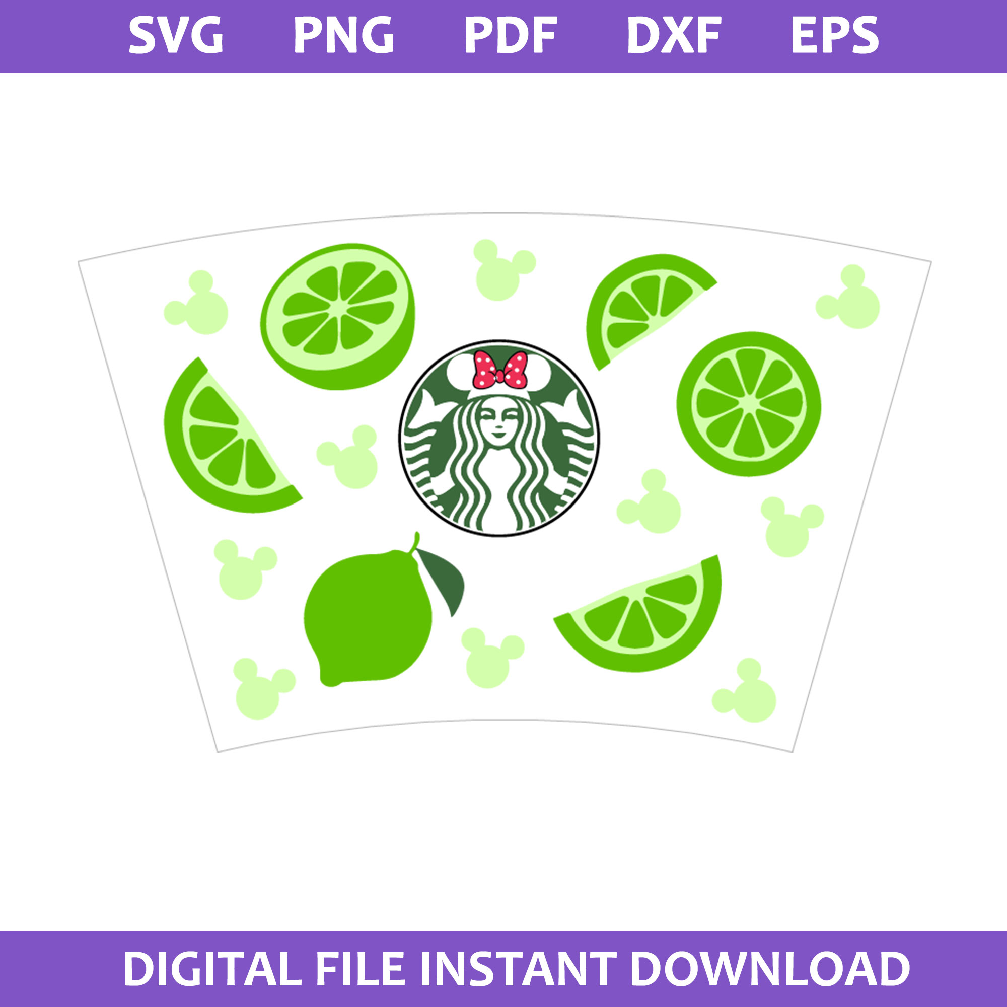 Lime Starbucks Coffee Cup Wrap Svg, Lime Minnie Coffee Wrap - Inspire ...