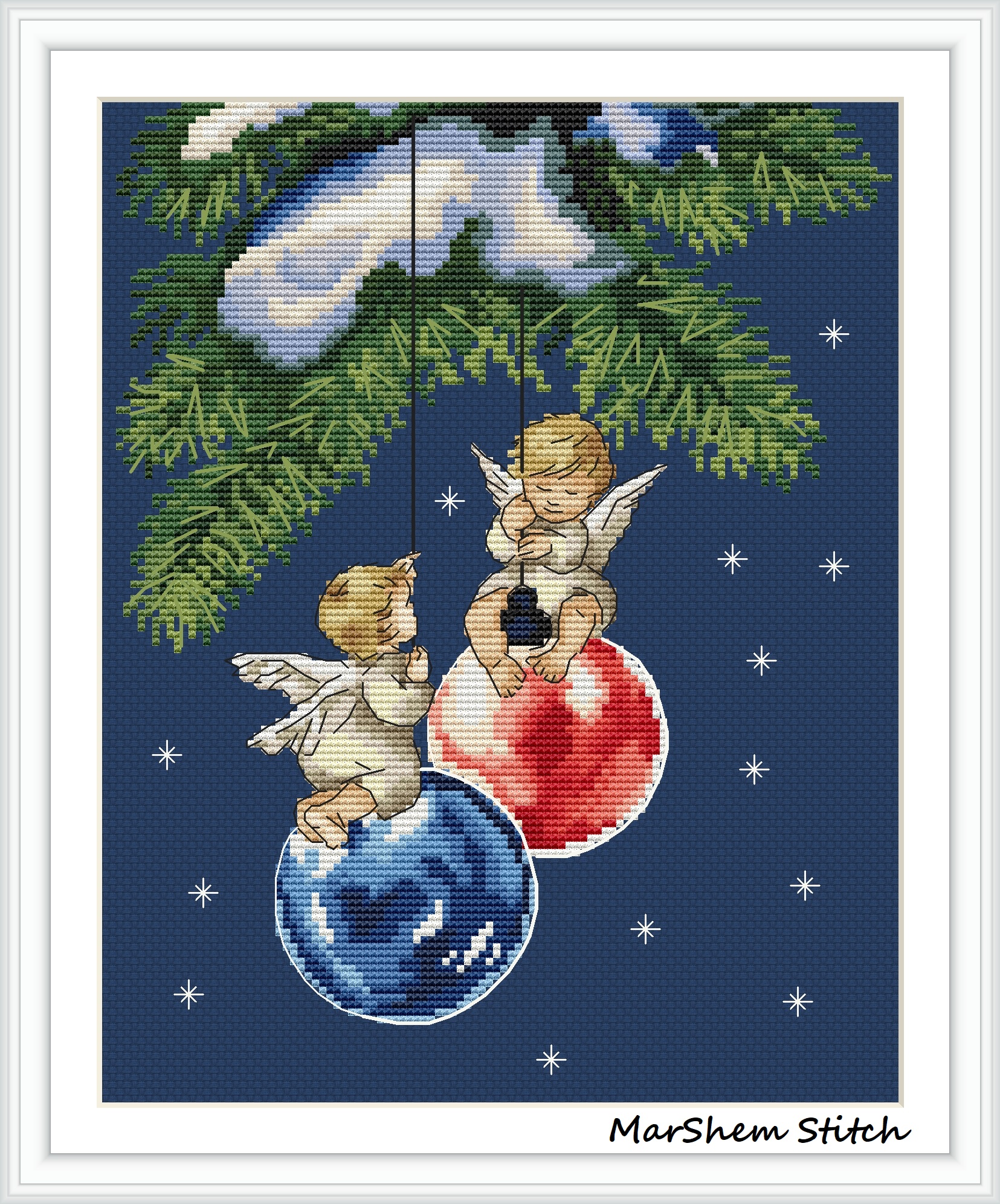 Christmas Tree Angels Cross Stitch Pattern | Inspire Uplift